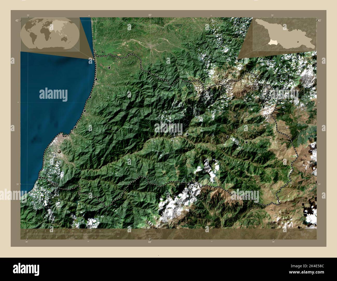 Ajaria, autonomous republic of Georgia. High resolution satellite map ...