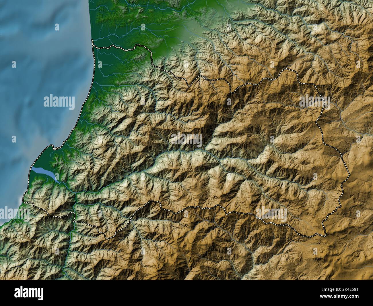 Ajaria, autonomous republic of Georgia. Colored elevation map with ...