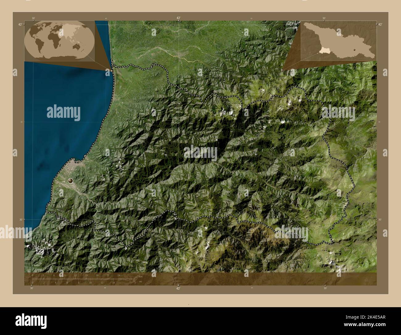 Ajaria, autonomous republic of Georgia. Low resolution satellite map ...