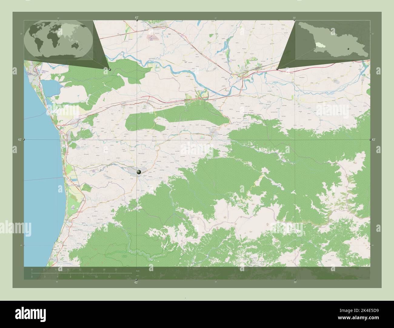 Guria, region of Georgia. Open Street Map. Corner auxiliary location ...