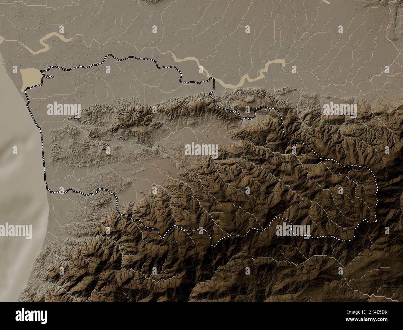 Guria, region of Georgia. Elevation map colored in sepia tones with ...