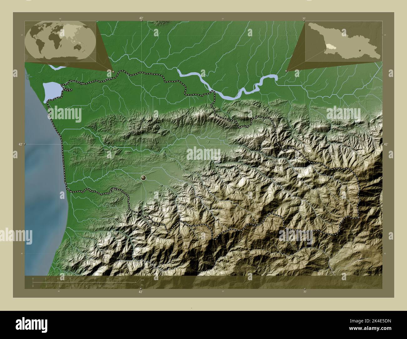 Guria, region of Georgia. Elevation map colored in wiki style with ...