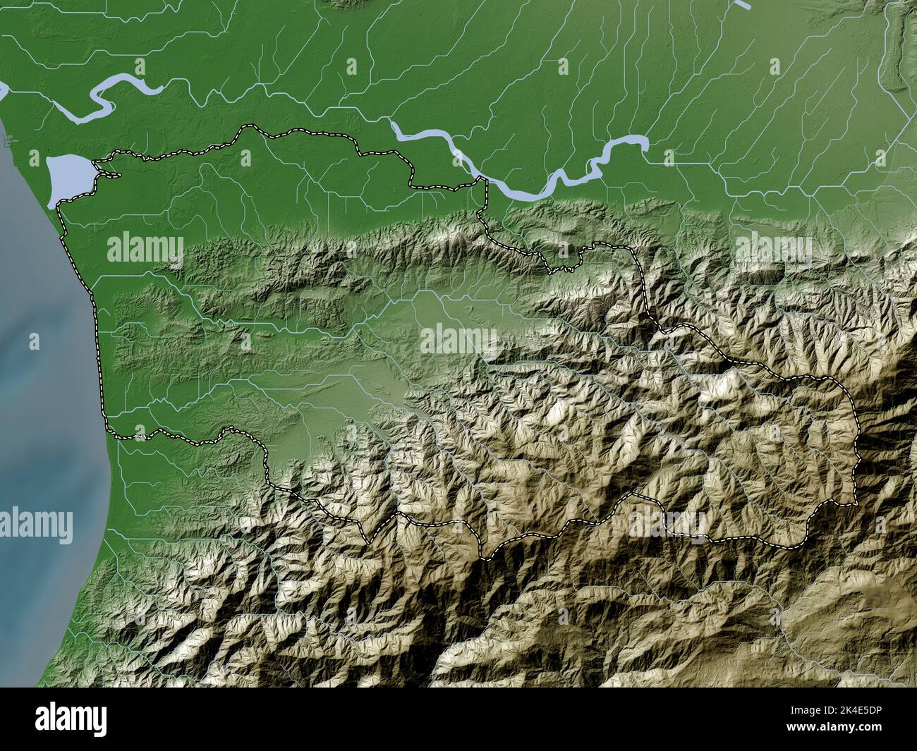 Guria, region of Georgia. Elevation map colored in wiki style with ...