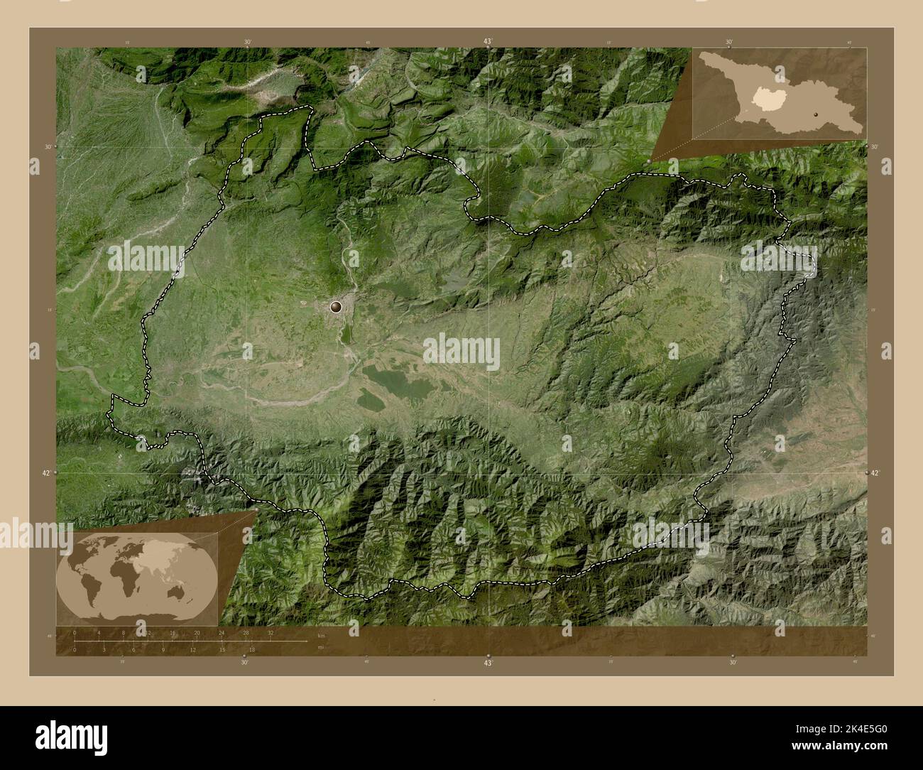 Imereti, region of Georgia. Low resolution satellite map. Corner ...