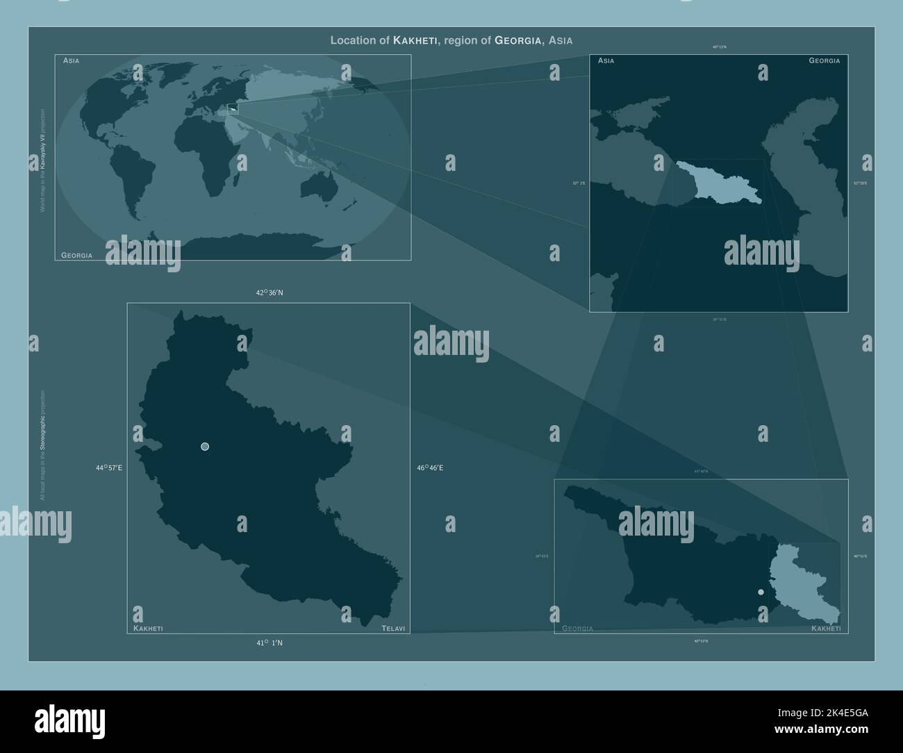 Kakheti, region of Georgia. Diagram showing the location of the region ...