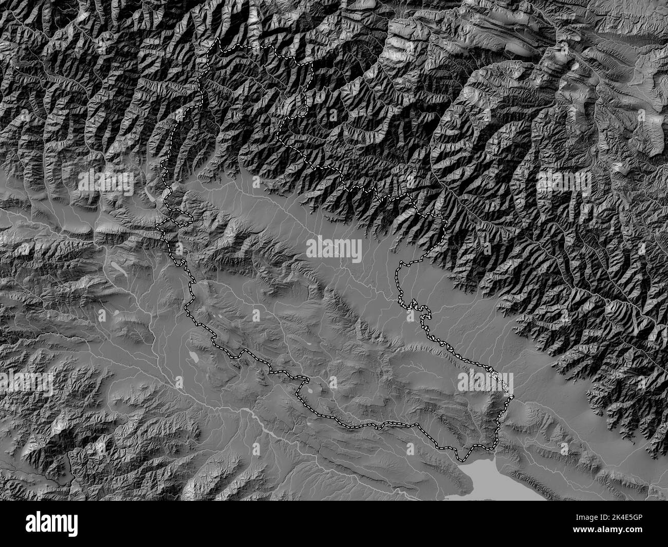 Kakheti, region of Georgia. Bilevel elevation map with lakes and rivers ...