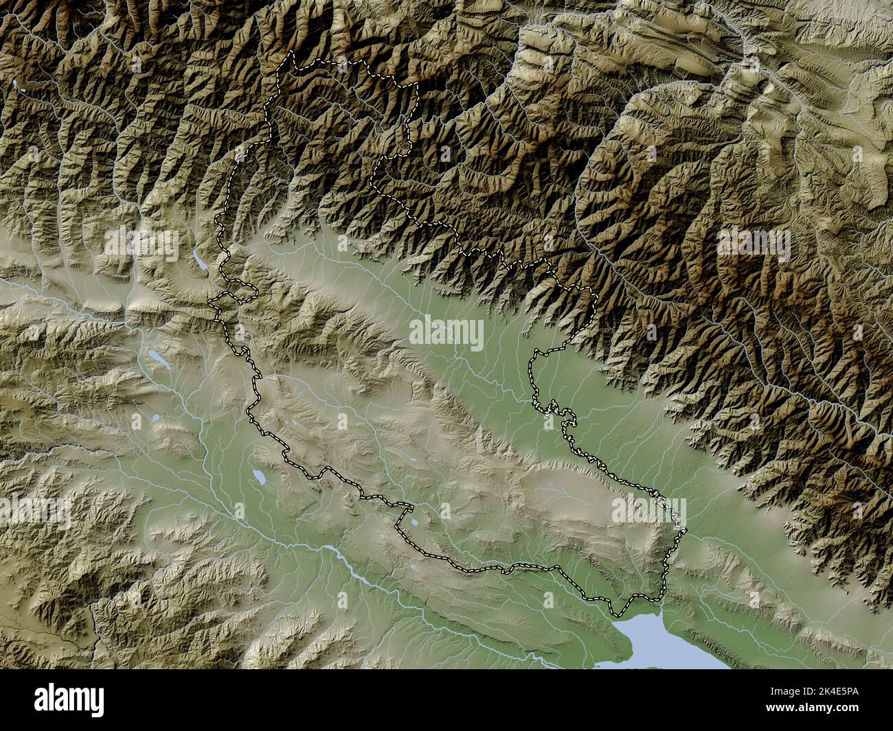 Kakheti, region of Georgia. Elevation map colored in wiki style with ...