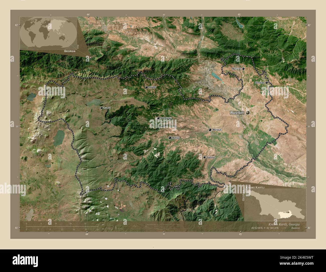 Kvemo Kartli, region of Georgia. High resolution satellite map ...
