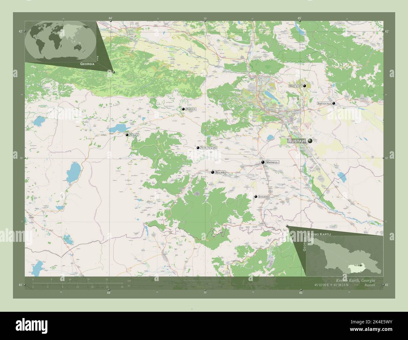 Kvemo Kartli, region of Georgia. Open Street Map. Locations and names ...
