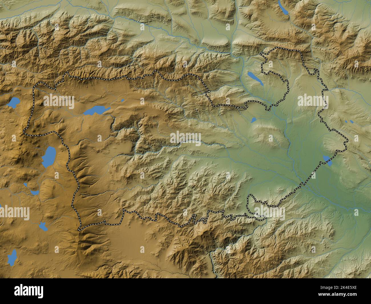 Kvemo Kartli, region of Georgia. Colored elevation map with lakes and ...