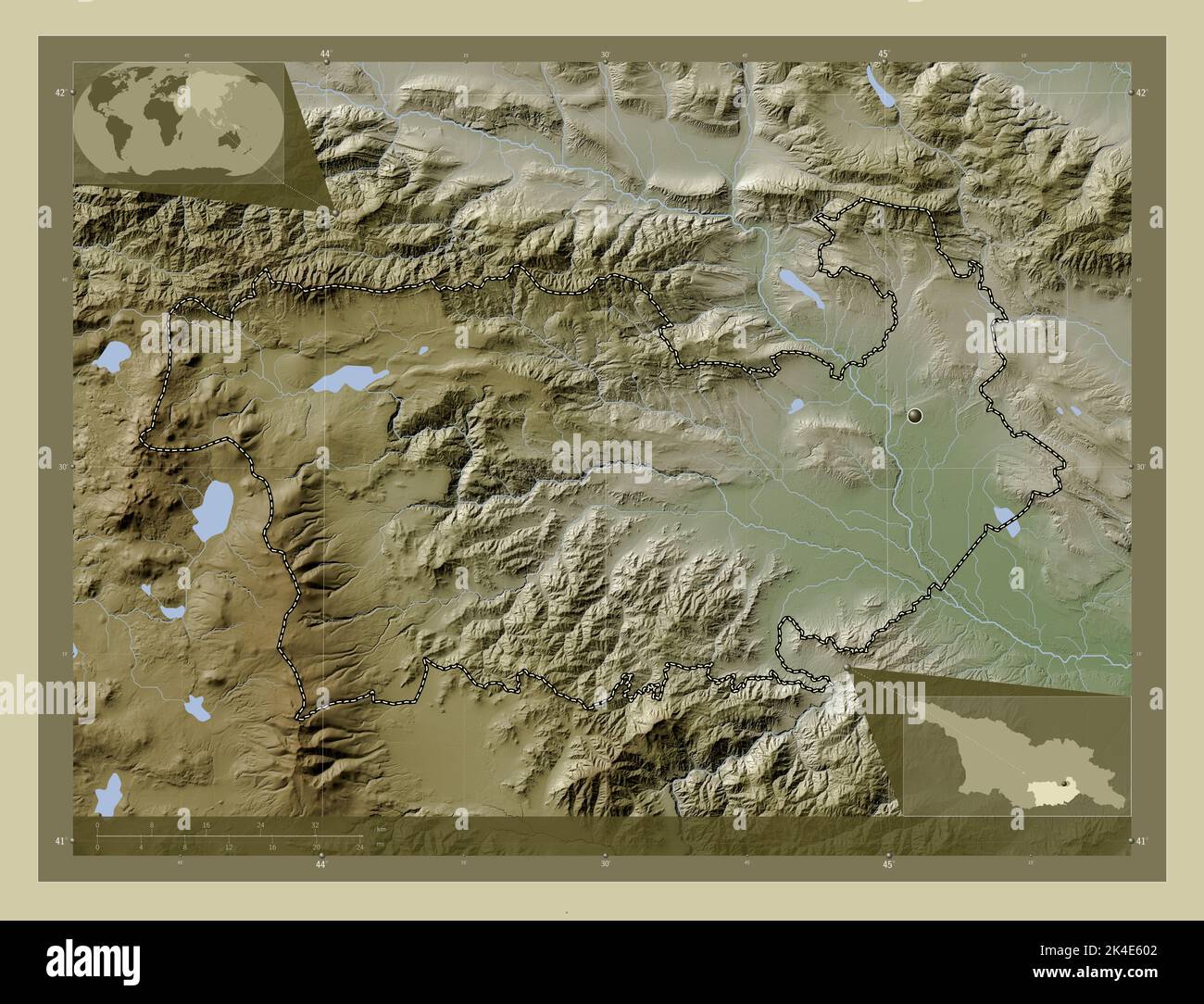 Kvemo Kartli, region of Georgia. Elevation map colored in wiki style ...