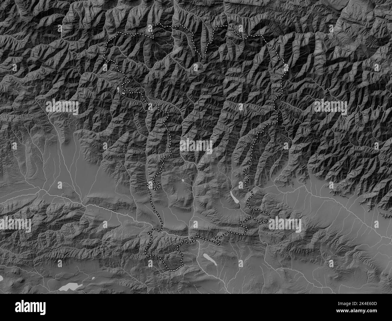 Mtskheta-Mtianeti, region of Georgia. Grayscale elevation map with ...