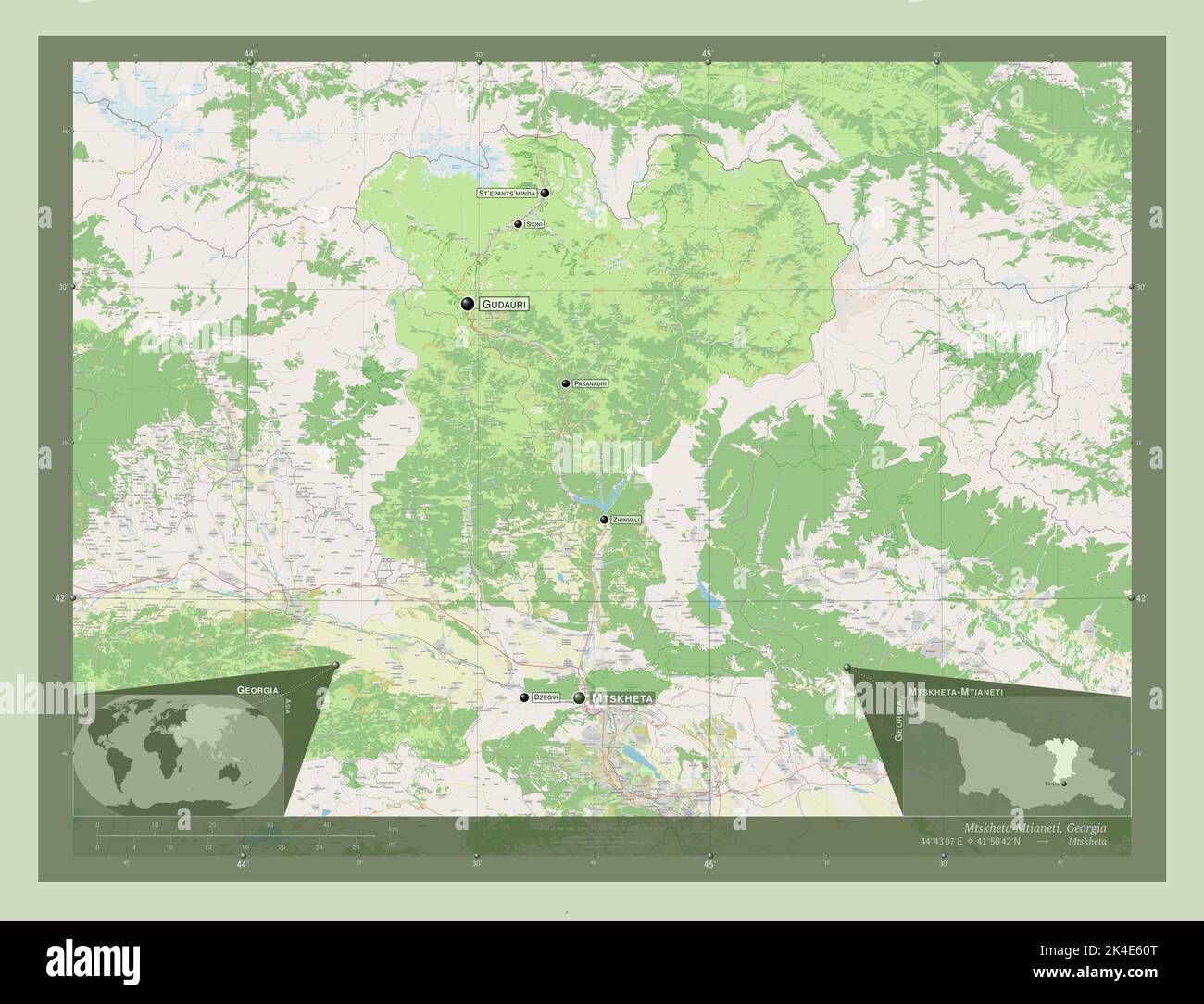 Mtskheta-Mtianeti, region of Georgia. Open Street Map. Locations and ...