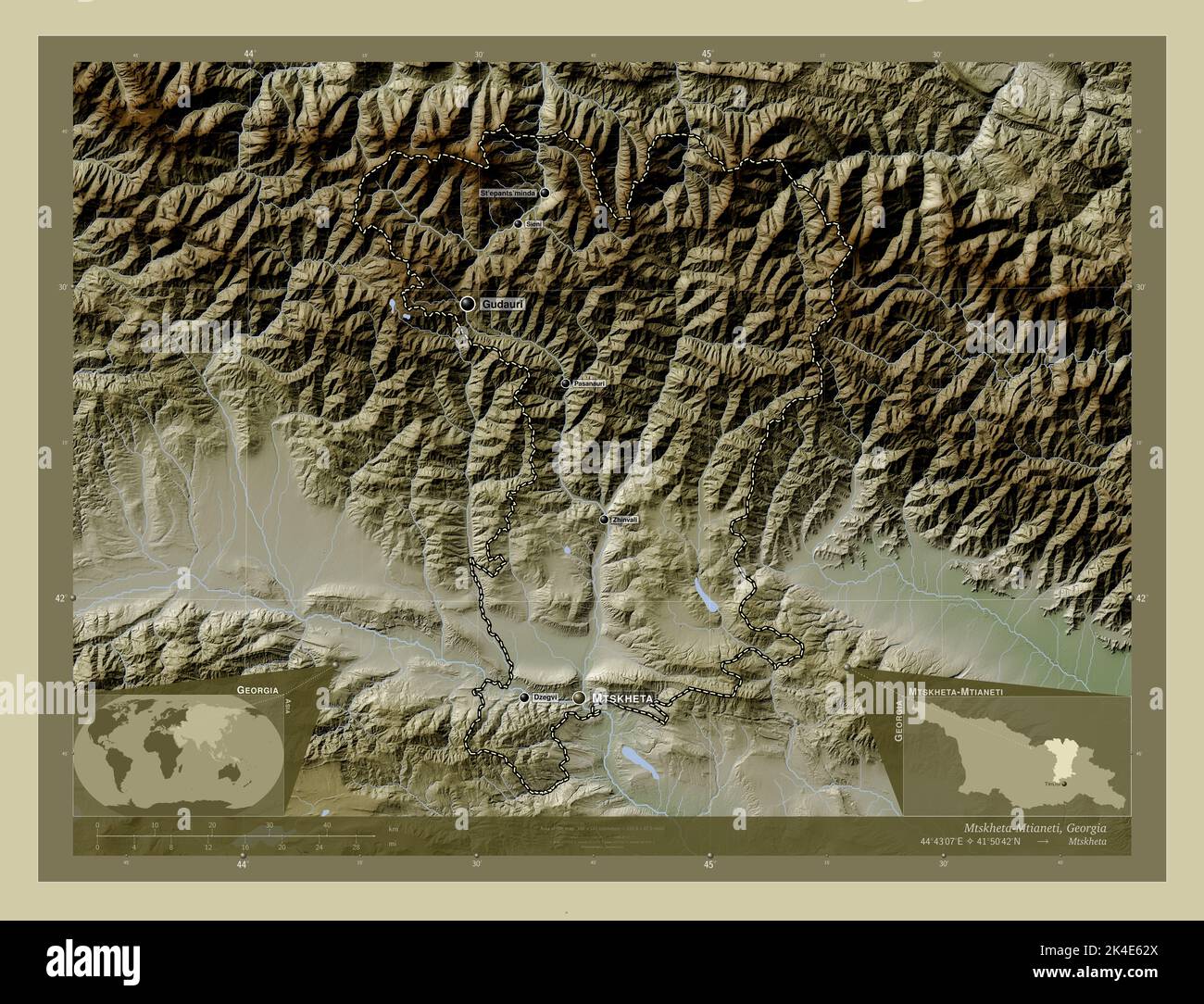 Mtskheta-Mtianeti, region of Georgia. Elevation map colored in wiki ...
