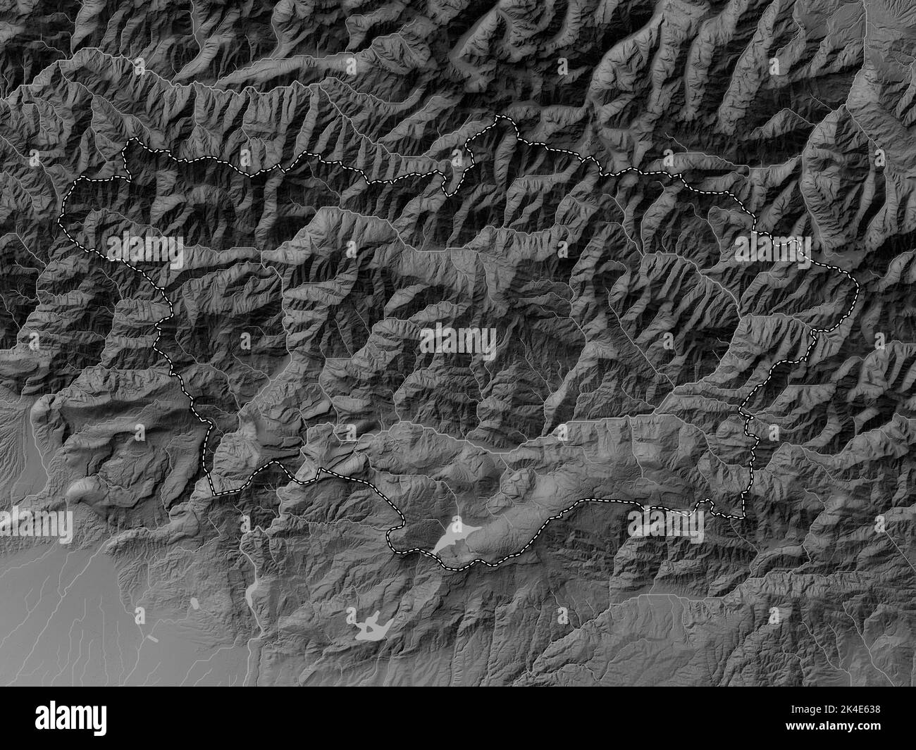 Racha-Lechkhumi-Kvemo Svaneti, region of Georgia. Grayscale elevation ...