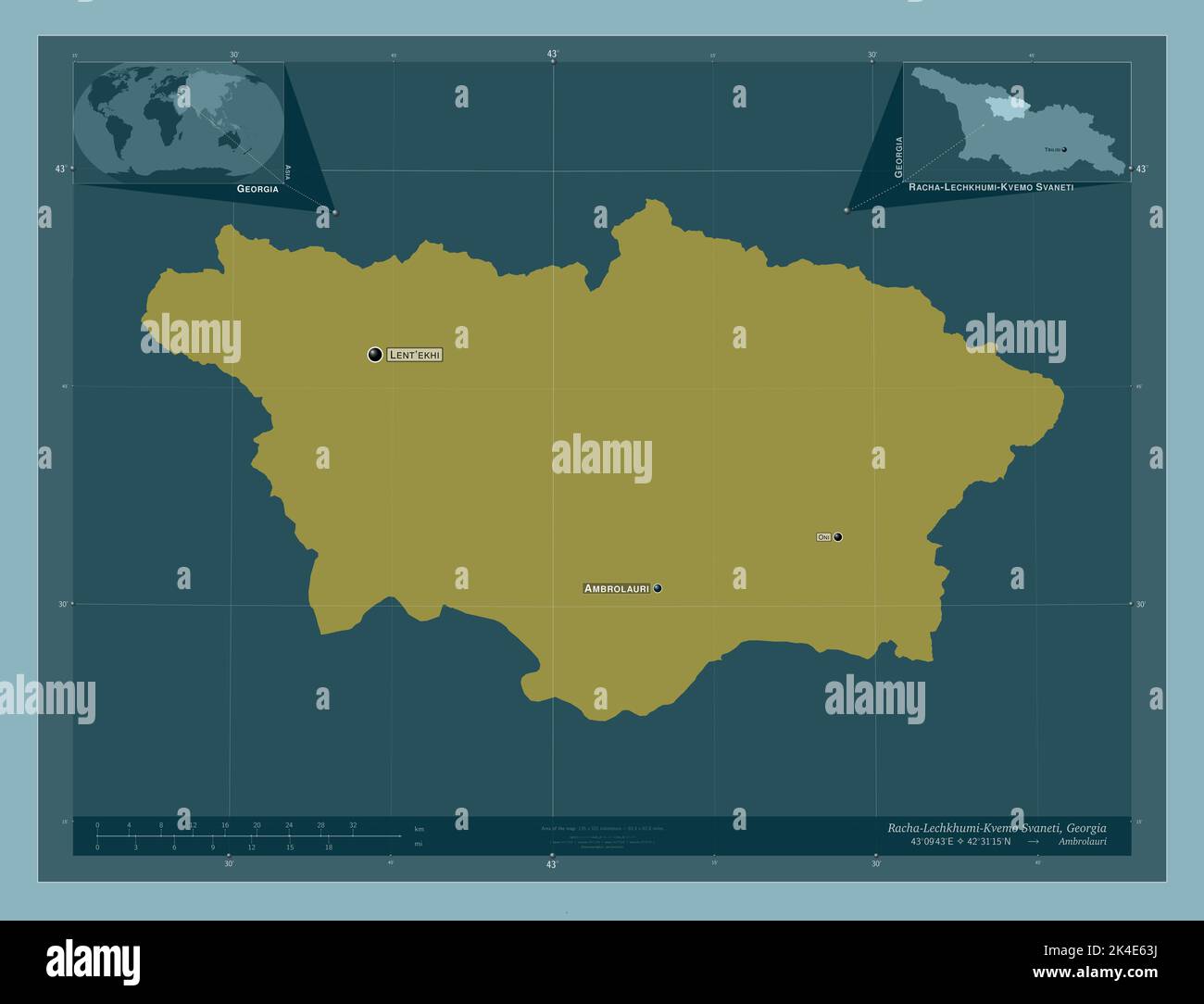 Racha-Lechkhumi-Kvemo Svaneti, region of Georgia. Solid color shape ...