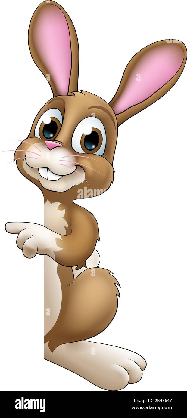 Easter Bunny Rabbit Cartoon Character Peeking Sign Stock Vector Image ...