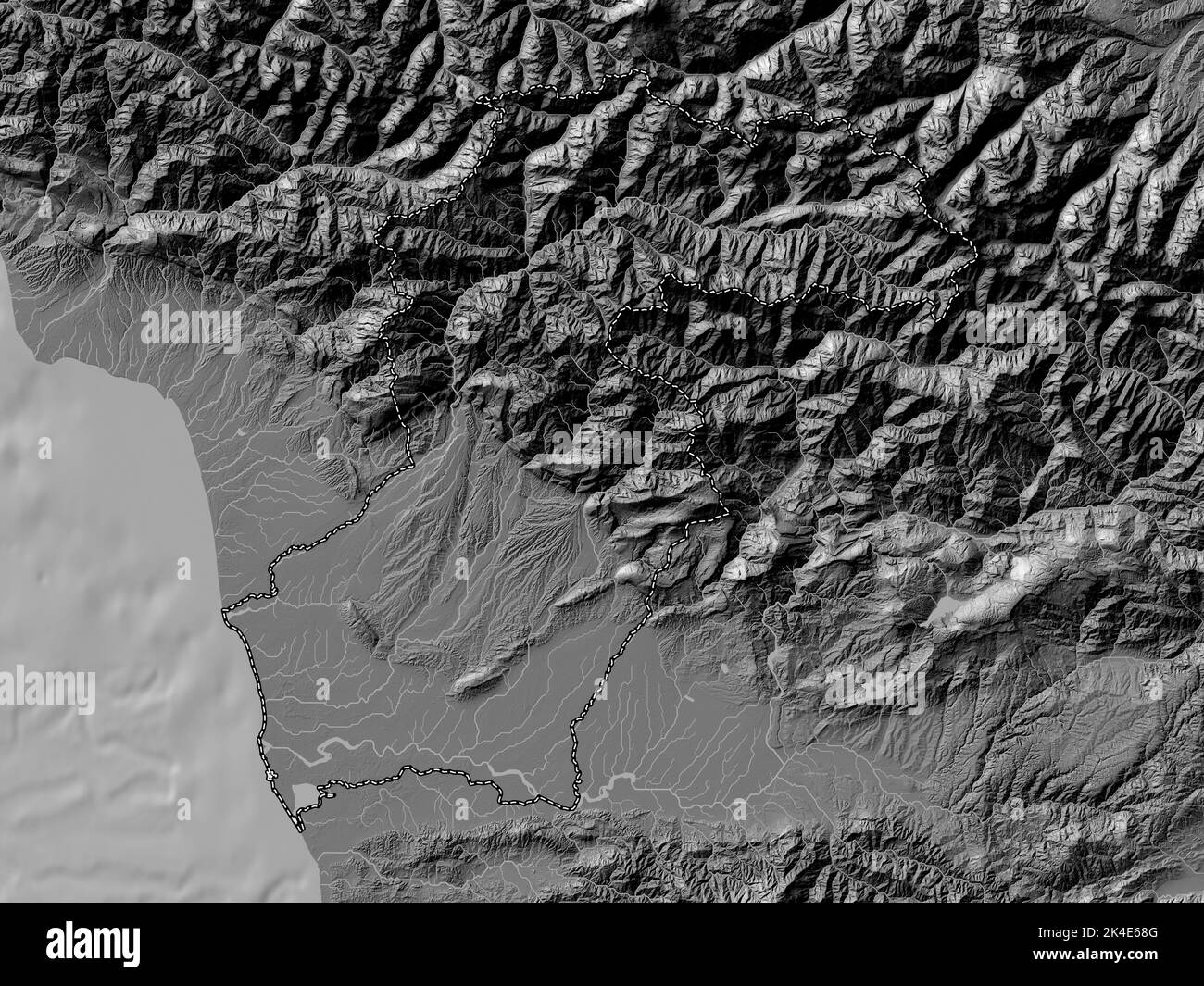 Samegrelo-Zemo Svaneti, region of Georgia. Bilevel elevation map with ...