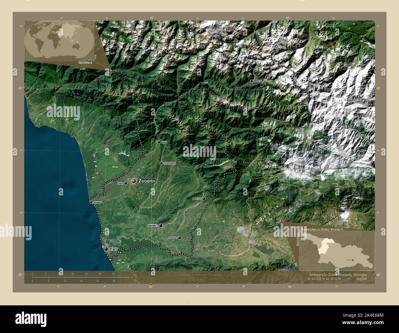 Samegrelo-Zemo Svaneti, region of Georgia. High resolution satellite ...