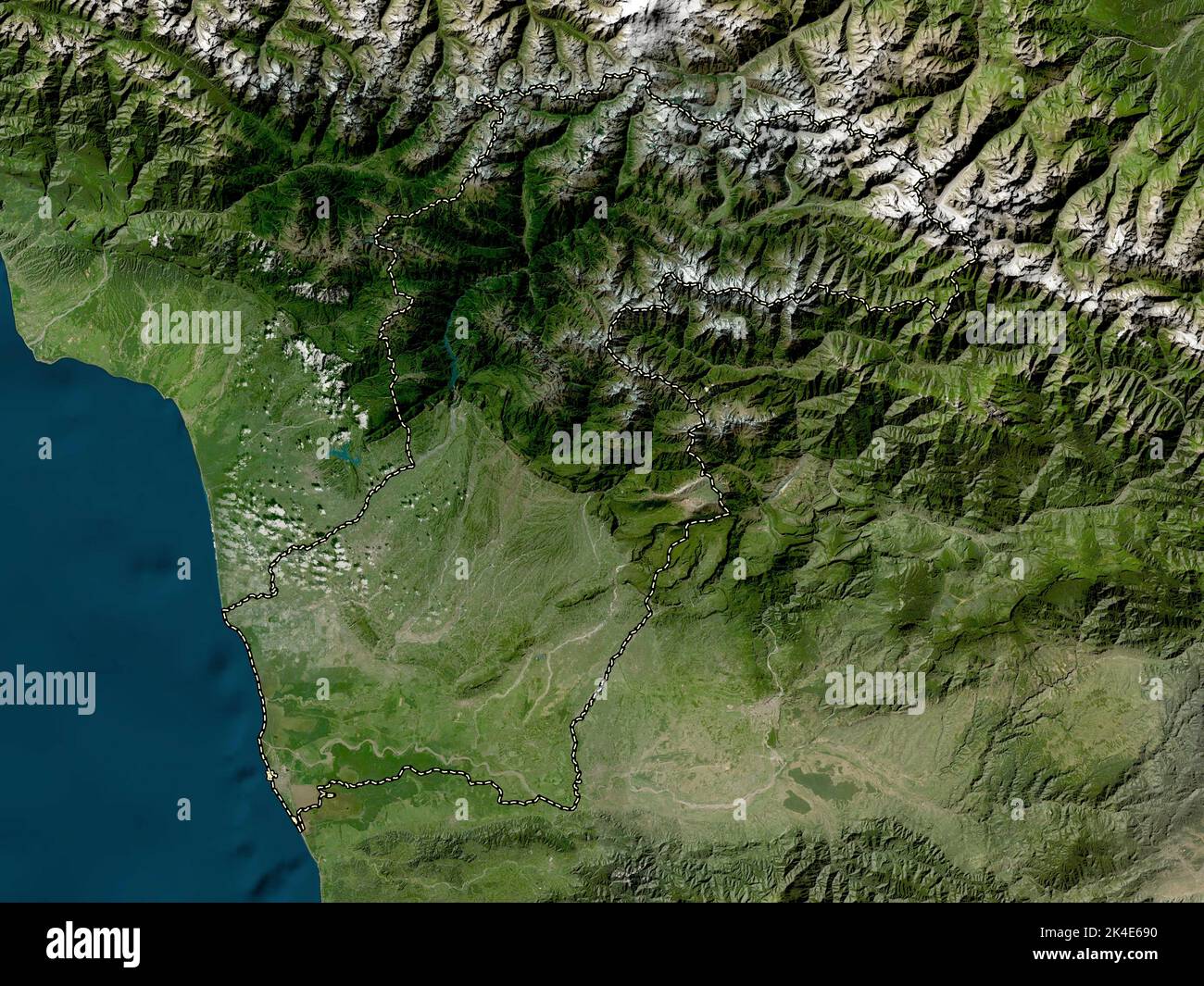 Samegrelo-Zemo Svaneti, region of Georgia. Low resolution satellite map ...