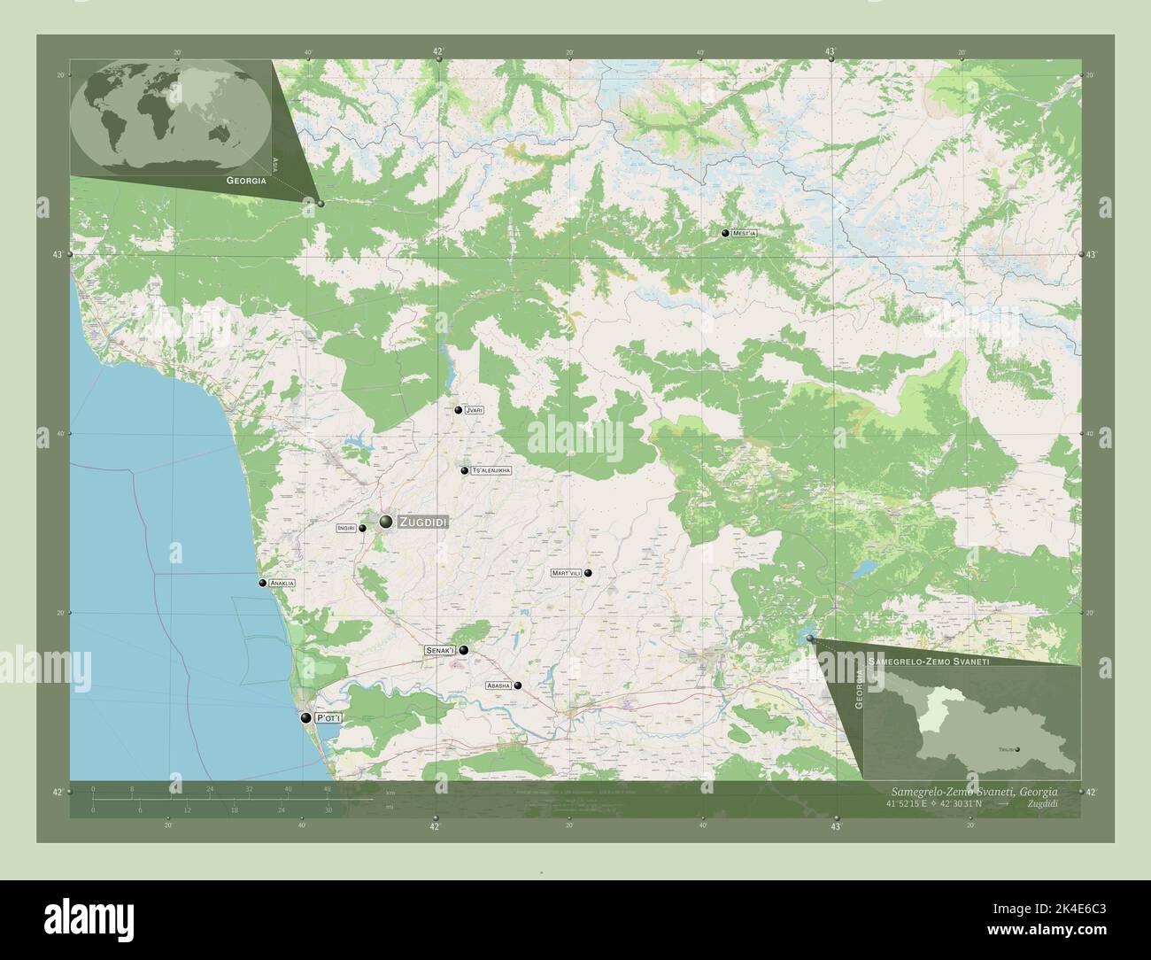 Samegrelo-Zemo Svaneti, region of Georgia. Open Street Map. Locations ...