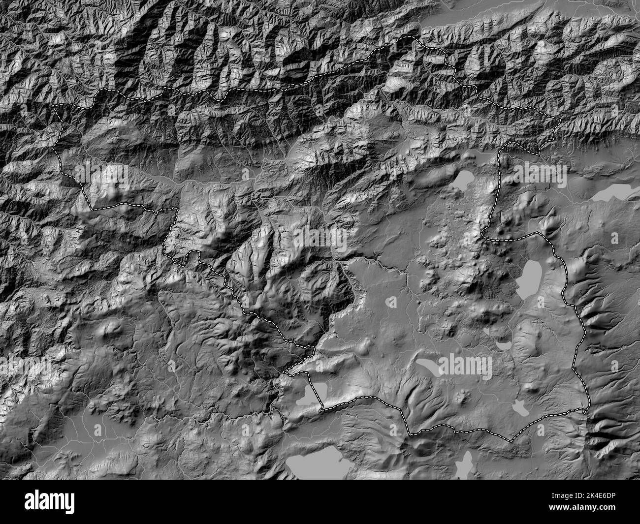Samtskhe-Javakheti, region of Georgia. Bilevel elevation map with lakes ...