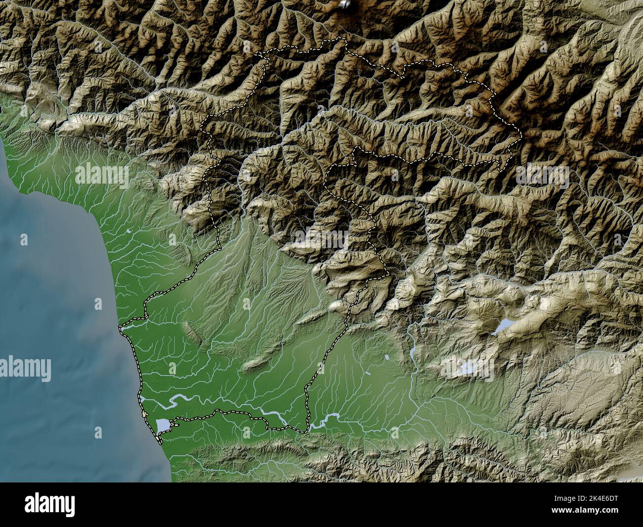 Samegrelo-Zemo Svaneti, region of Georgia. Elevation map colored in ...