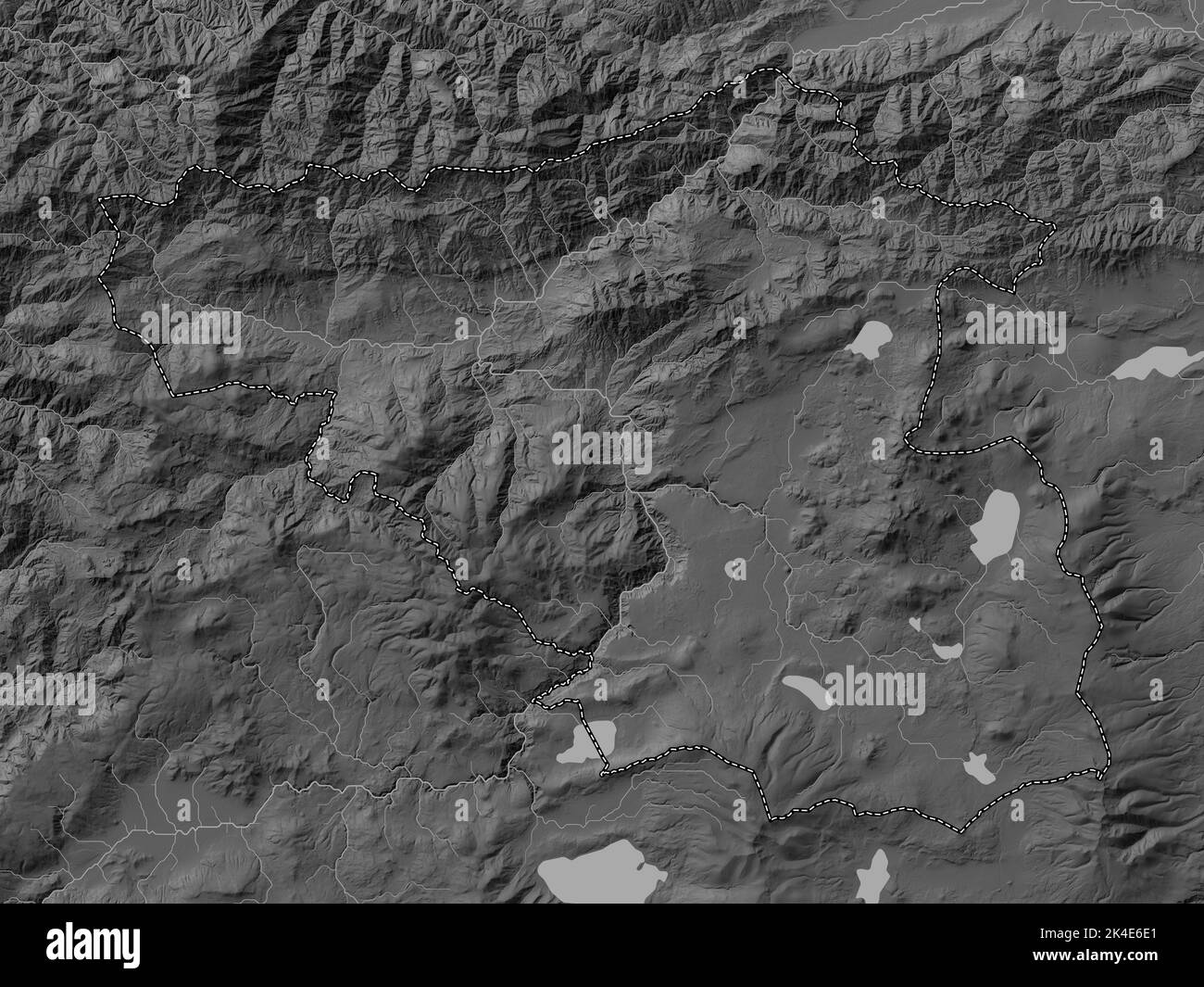 Samtskhe-Javakheti, region of Georgia. Grayscale elevation map with ...