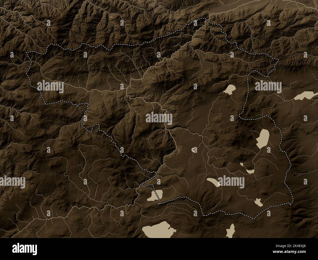 Samtskhe-Javakheti, region of Georgia. Elevation map colored in sepia ...