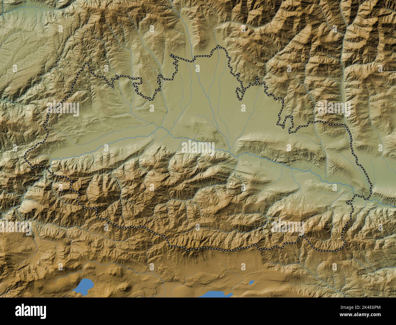 Shida Kartli, region of Georgia. Colored elevation map with lakes and ...