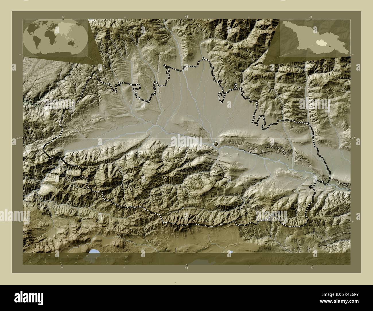 Shida Kartli, region of Georgia. Elevation map colored in wiki style ...