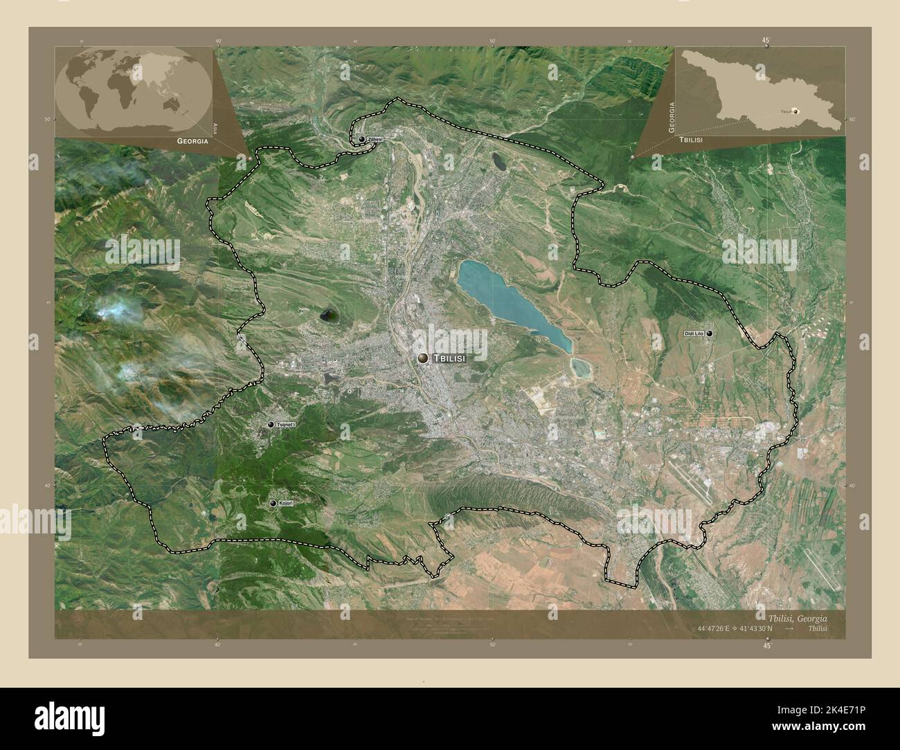 Tbilisi, independent city of Georgia. High resolution satellite map ...