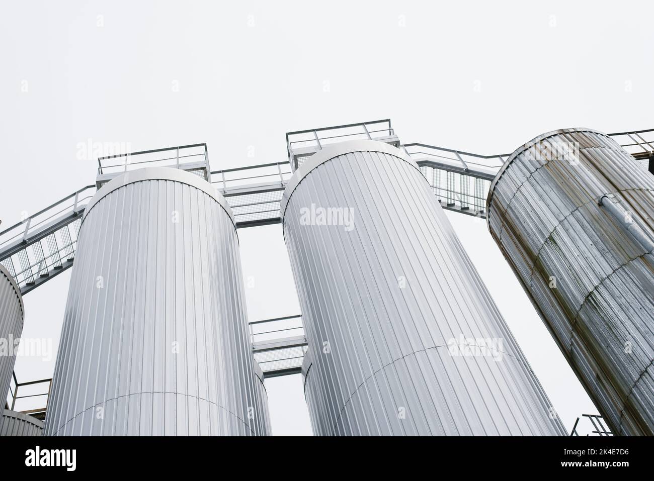 Silo, containers or tanks for malt storage at the brewery Stock Photo ...