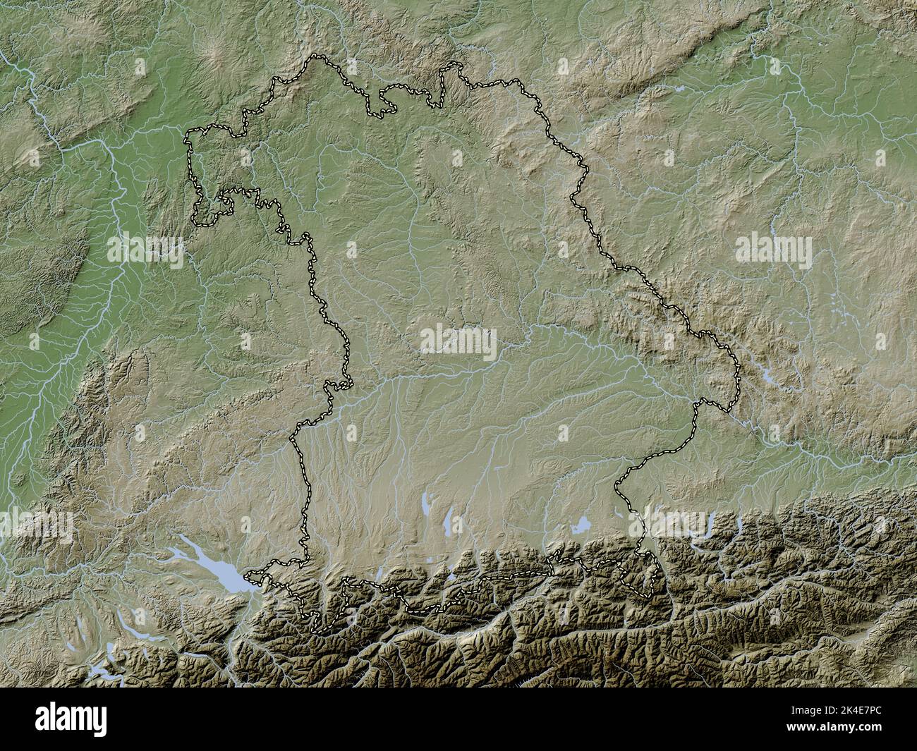 Bayern, region of Germany. Elevation map colored in wiki style with ...