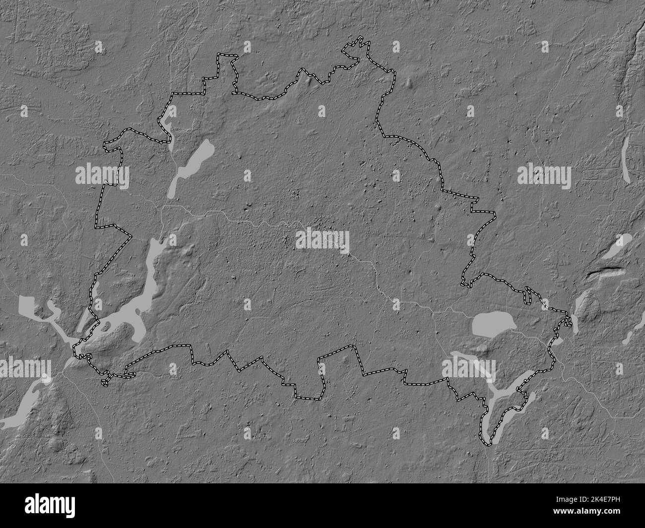 Berlin, state of Germany. Bilevel elevation map with lakes and rivers ...