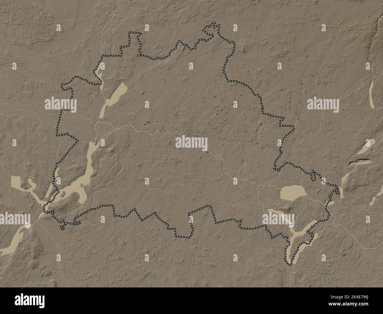 Berlin, state of Germany. Elevation map colored in sepia tones with ...