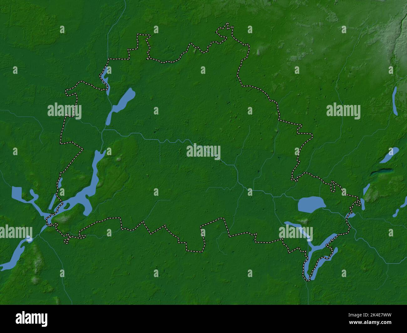 Berlin, state of Germany. Colored elevation map with lakes and rivers ...