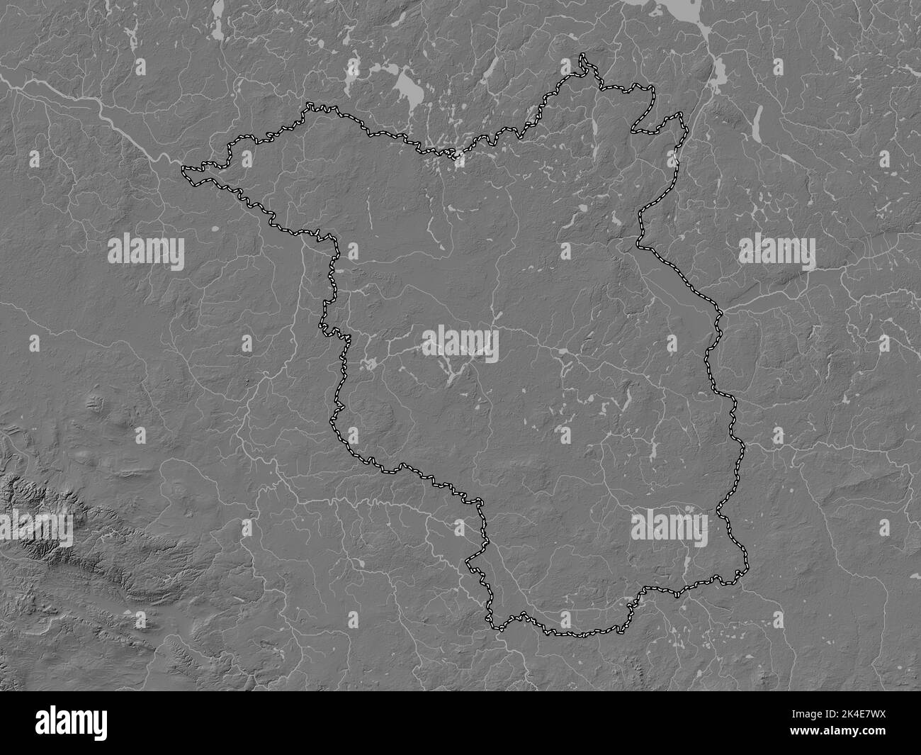 Brandenburg, state of Germany. Bilevel elevation map with lakes and ...