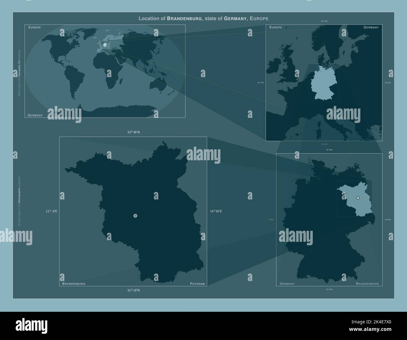 Brandenburg, state of Germany. Diagram showing the location of the ...