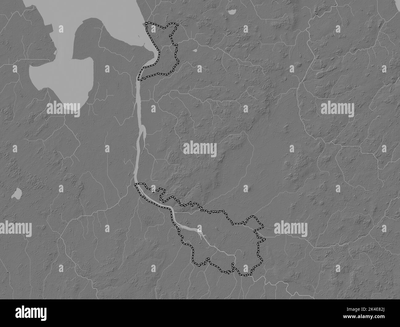 Bremen, state of Germany. Bilevel elevation map with lakes and rivers ...