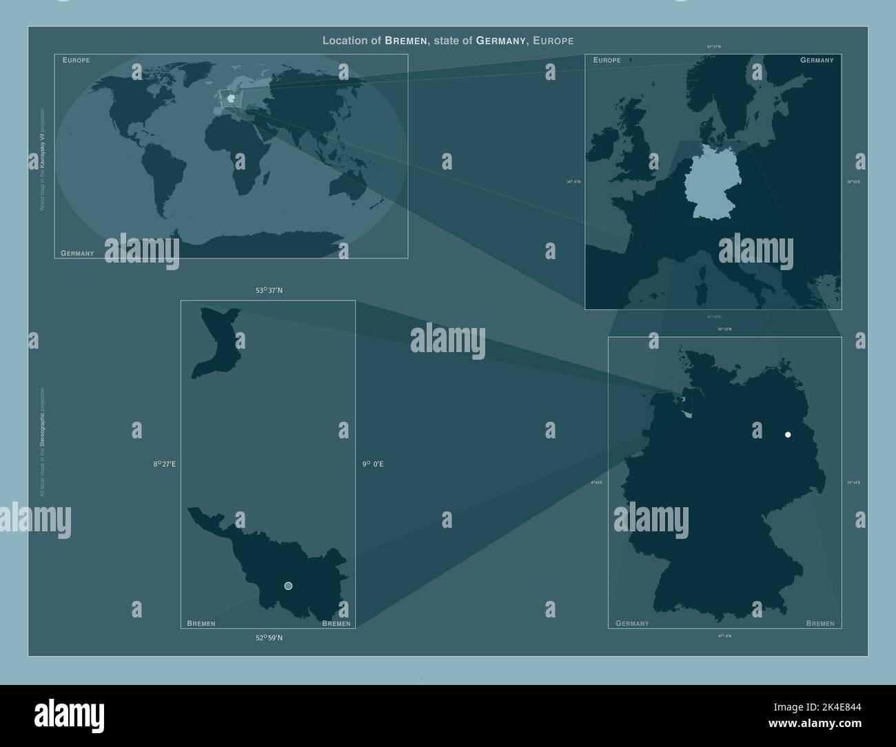 Bremen, state of Germany. Diagram showing the location of the region on ...