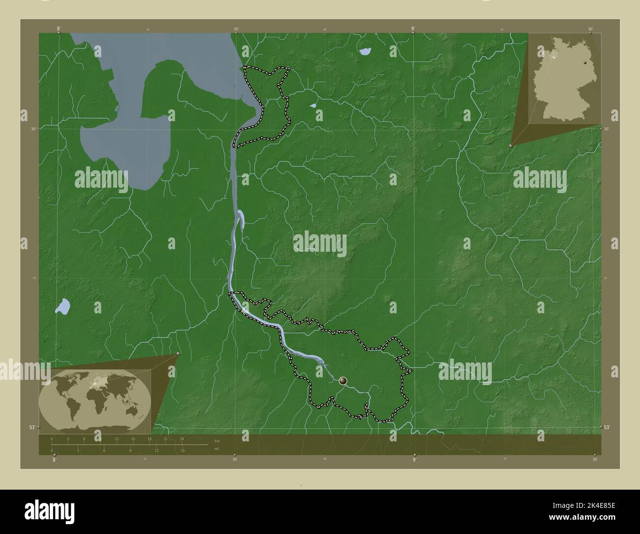 Bremen, state of Germany. Elevation map colored in wiki style with ...