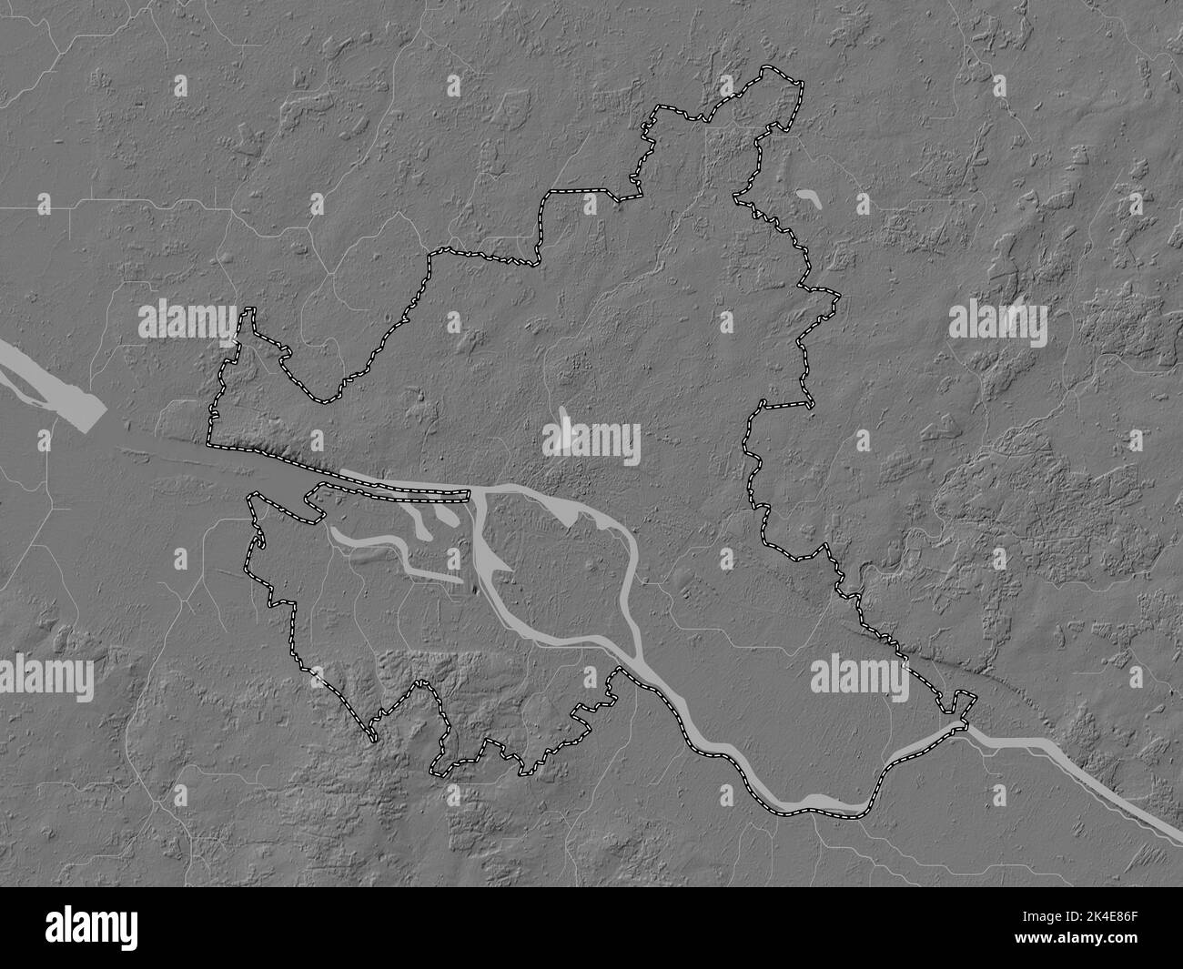 Hamburg, state of Germany. Bilevel elevation map with lakes and rivers ...