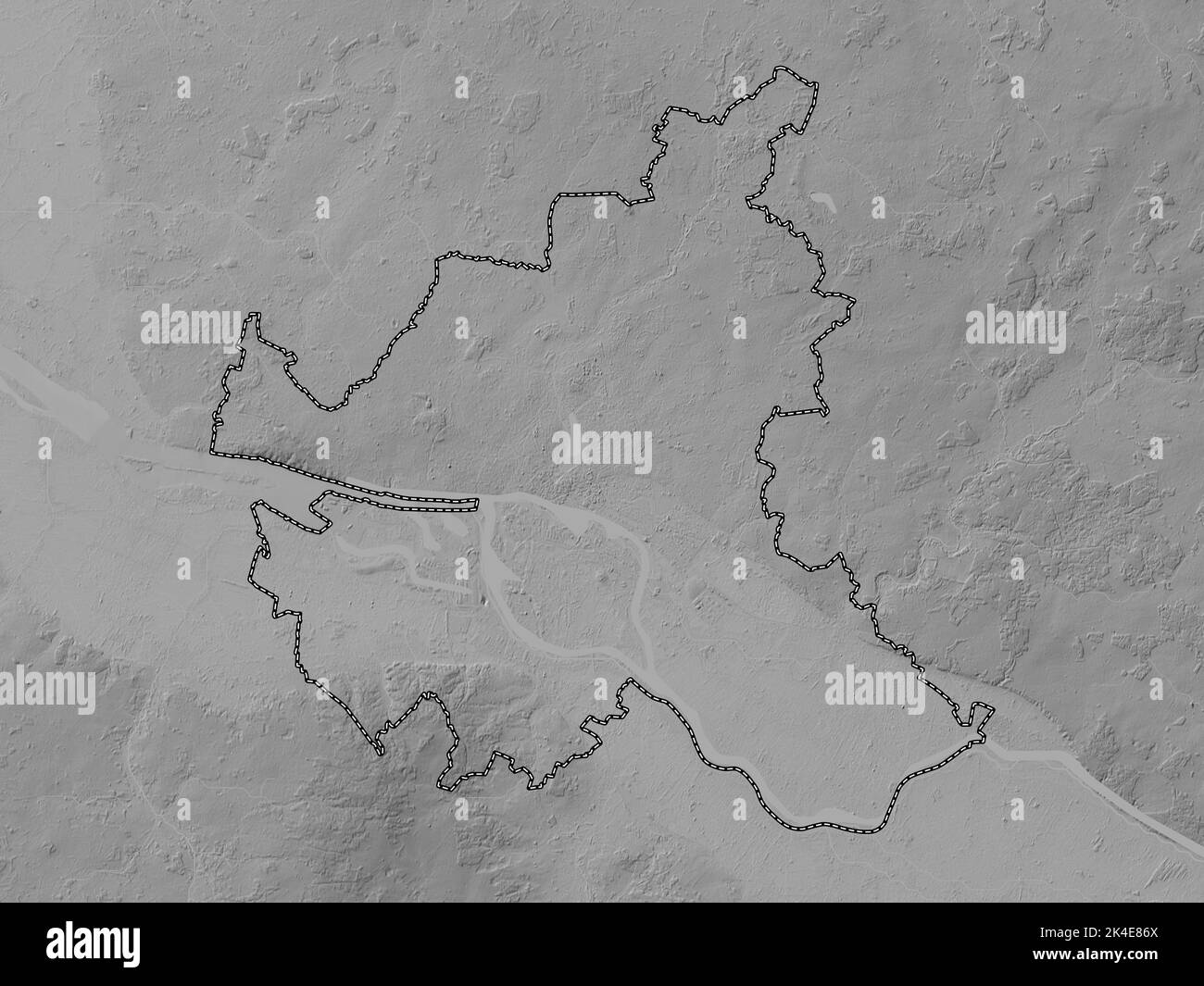 Hamburg, state of Germany. Grayscale elevation map with lakes and ...