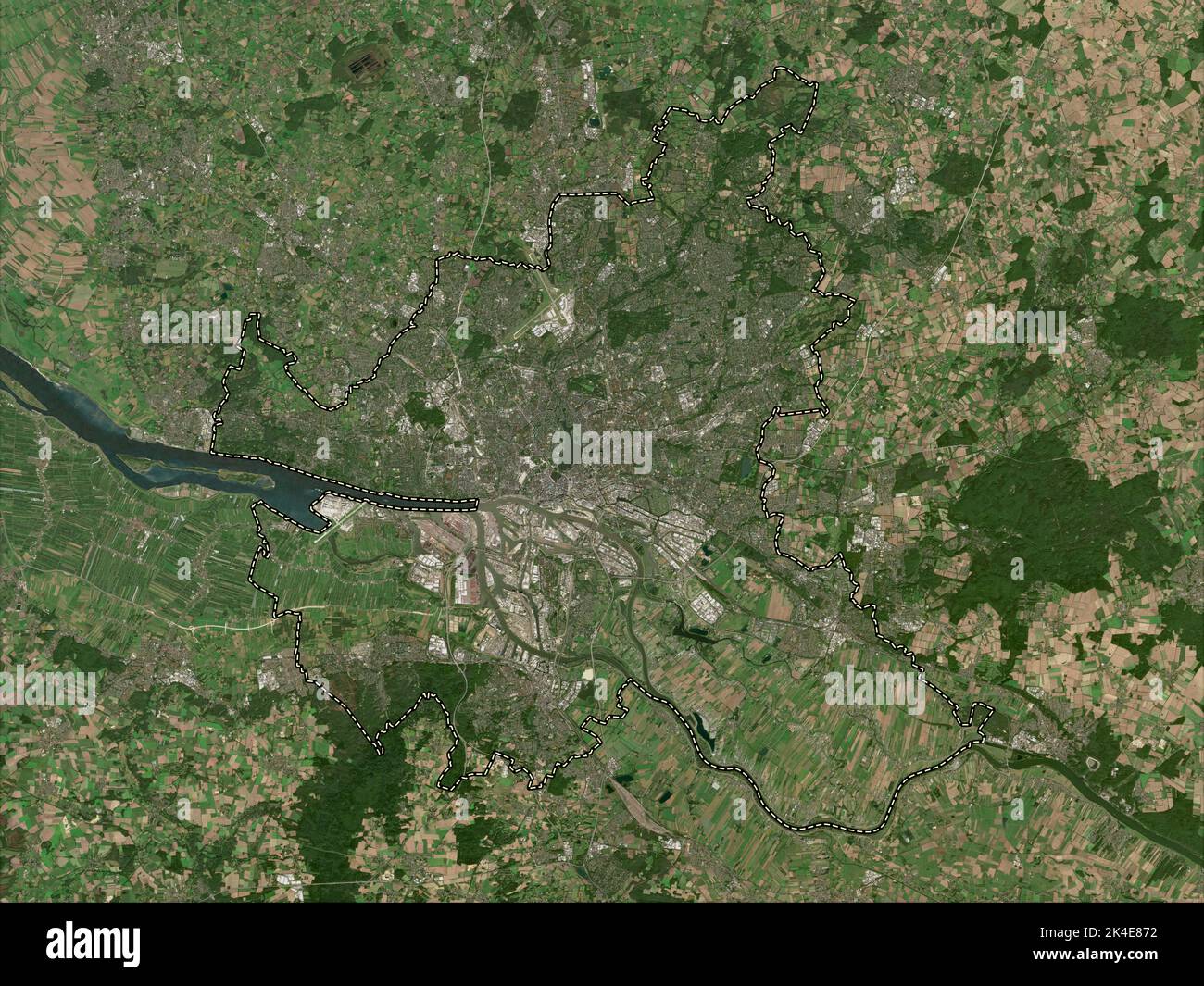 Hamburg, state of Germany. High resolution satellite map Stock Photo ...