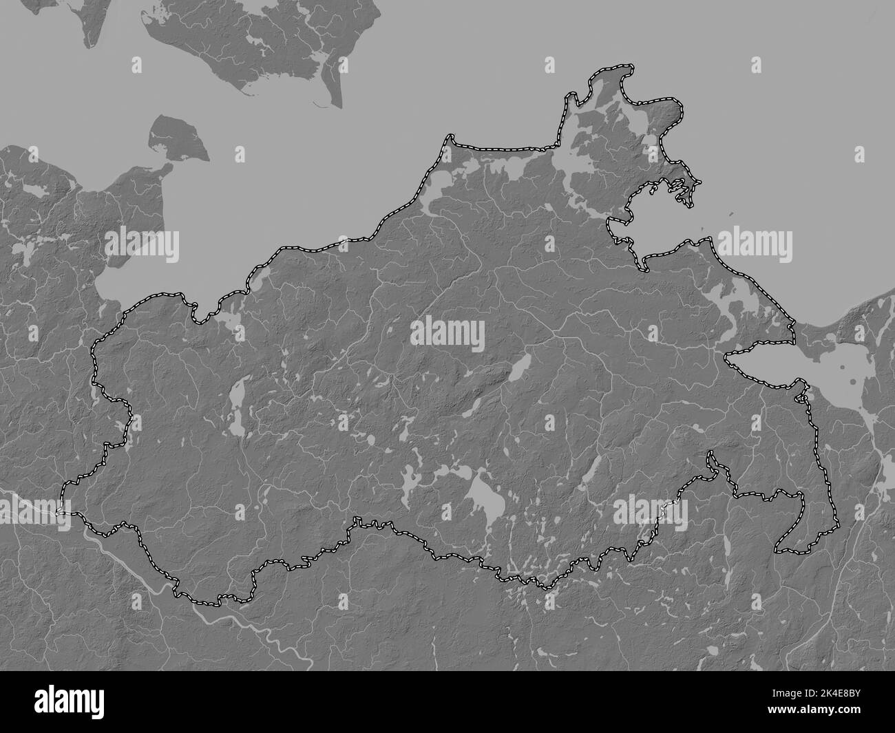 Mecklenburg-Vorpommern, state of Germany. Bilevel elevation map with ...