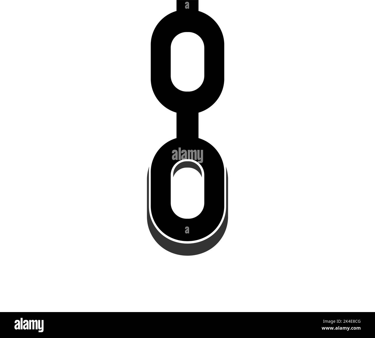 Black contour of the metal chain with highlights on the links ...