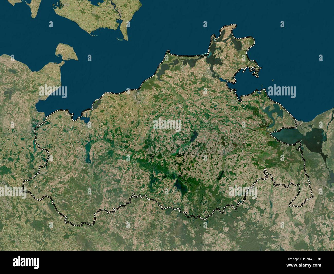 Mecklenburg-Vorpommern, state of Germany. Low resolution satellite map ...