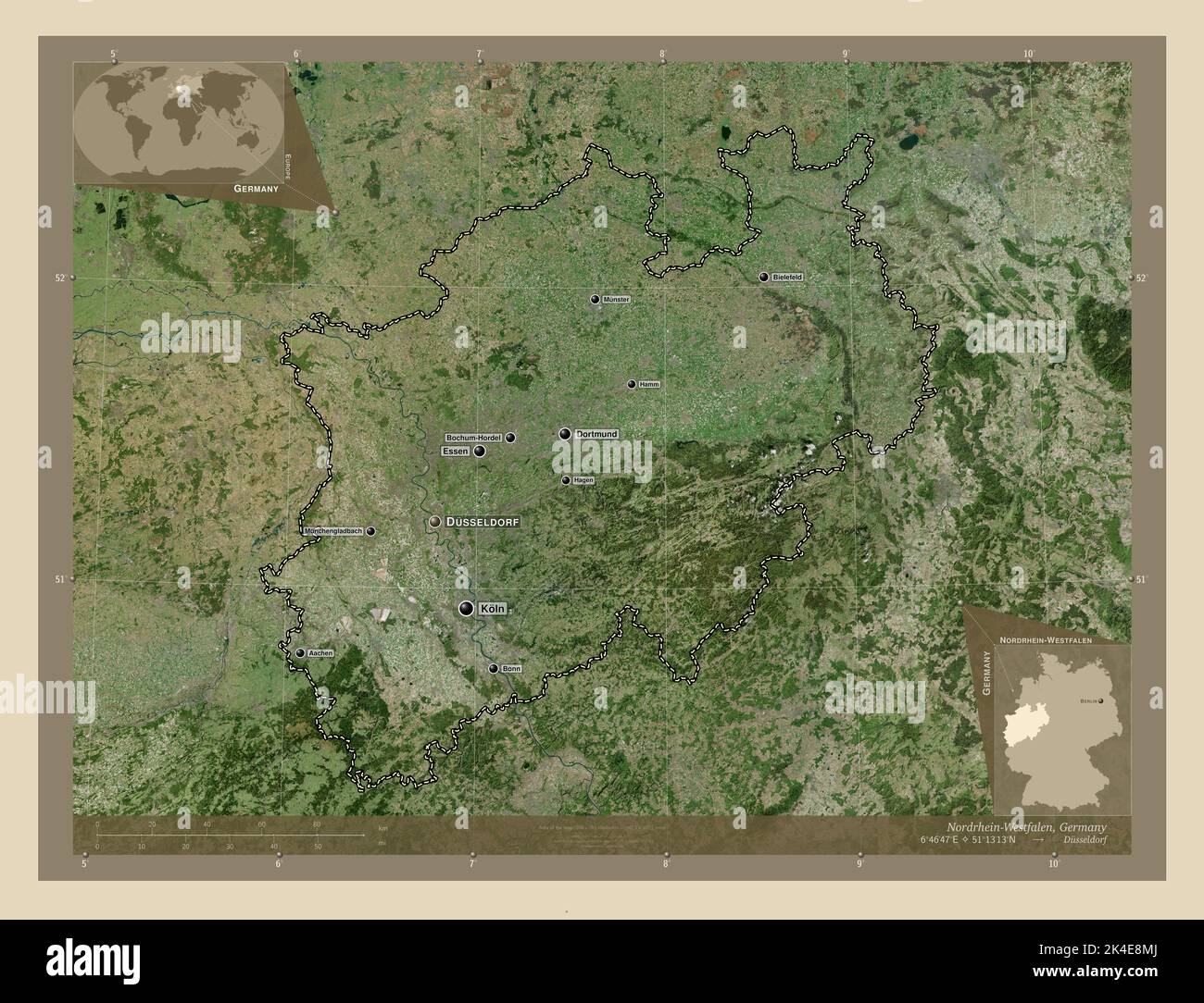 Nordrhein-Westfalen, state of Germany. High resolution satellite map ...