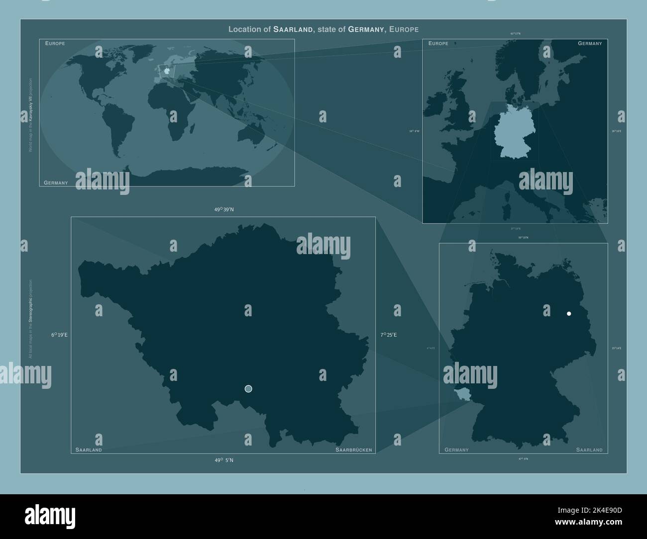 Saarland, state of Germany. Diagram showing the location of the region ...